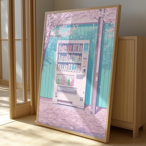 Cherry Blossom Vending Machine Print: Japanese Sakura Art (digital ...