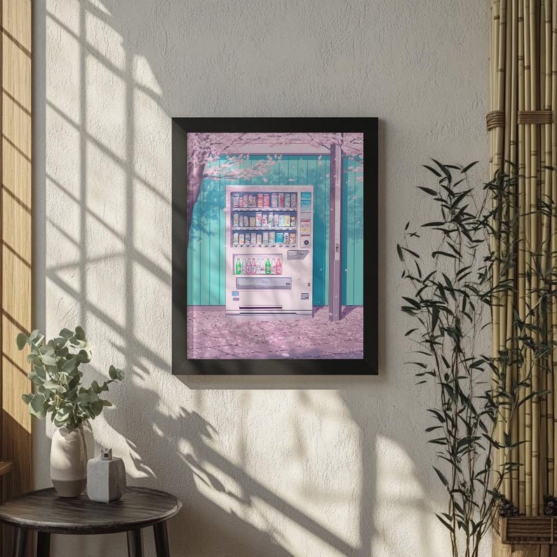 Cherry Blossom Vending Machine Print: Japanese Sakura Art (digital ...