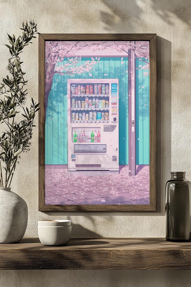Cherry Blossom Vending Machine Print: Japanese Sakura Art (digital ...