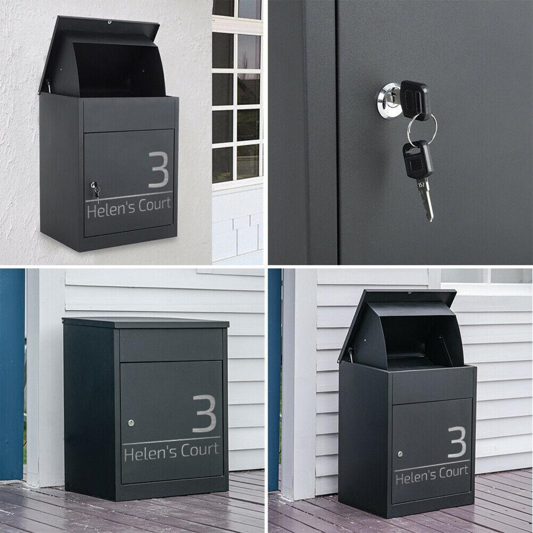Personalised Large Metal Parcel Box - Custom Address Mailbox ...