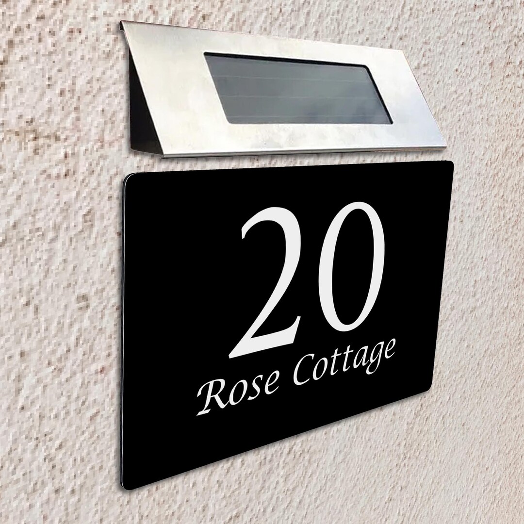 Personalised Solar LED House Sign | Illuminated Door Plaque | Custom ...