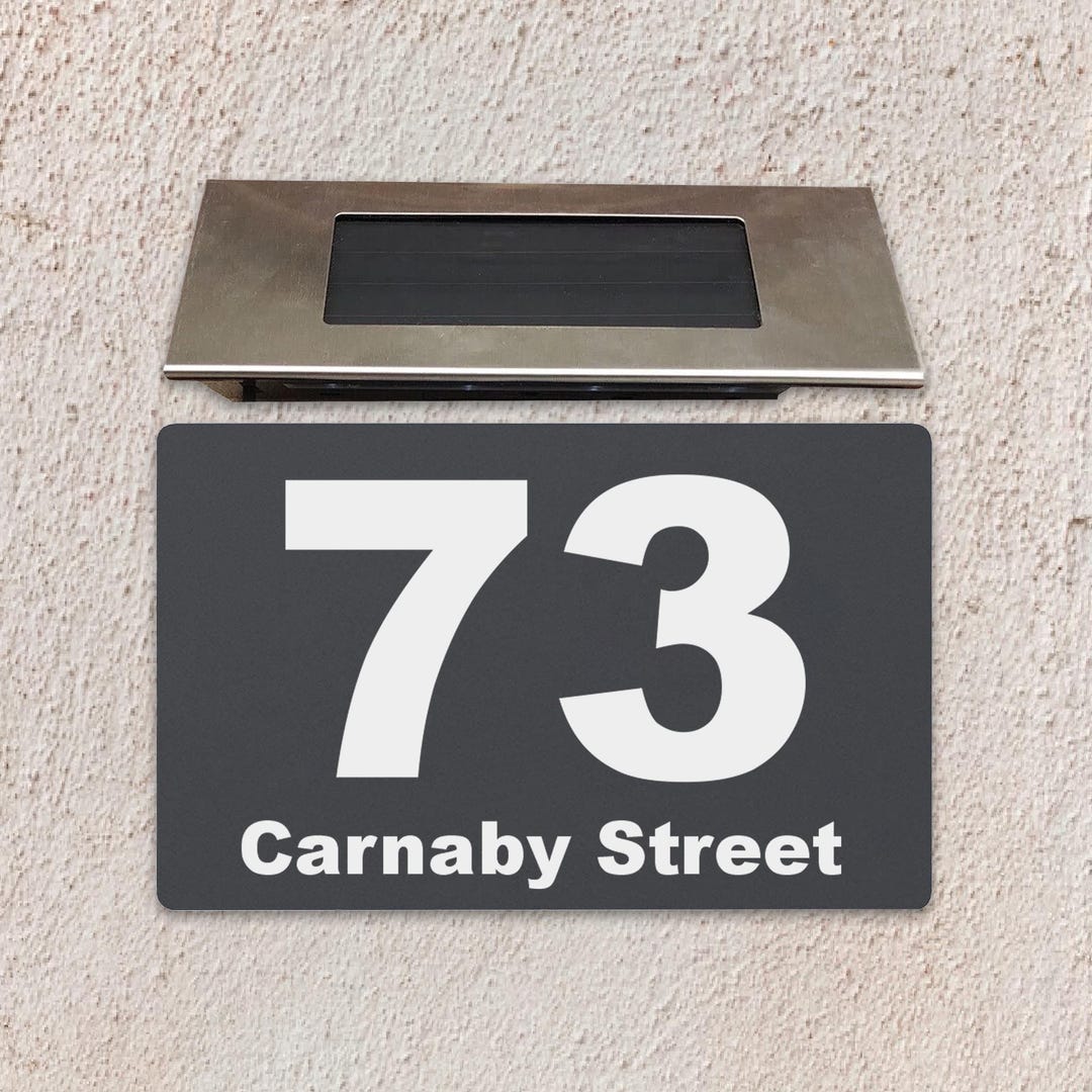 Solar LED House Number Sign | Custom Illuminated Door Number Plaque ...