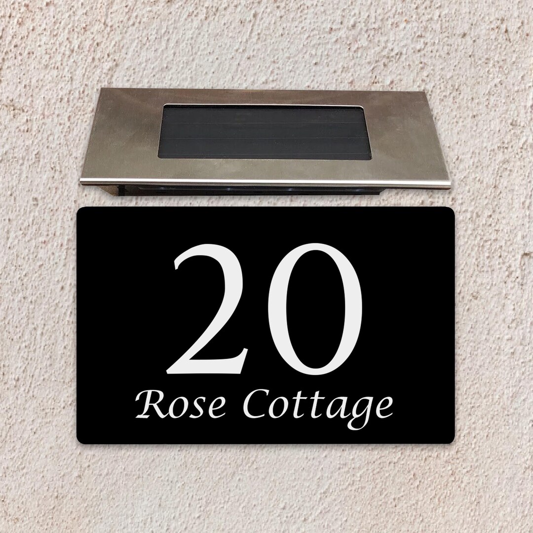 Personalised Sign With Solar LED Light | Custom Solar Address Sign ...
