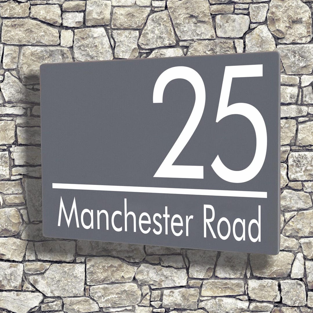 Modern Grey Acrylic House Number Sign Acrylic House Sign Door Number ...
