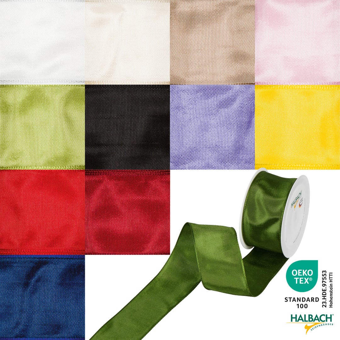 Halbach Silk Ribbons Premium Gift Ribbon With Wire Edge | Oeko-tex 100 ...