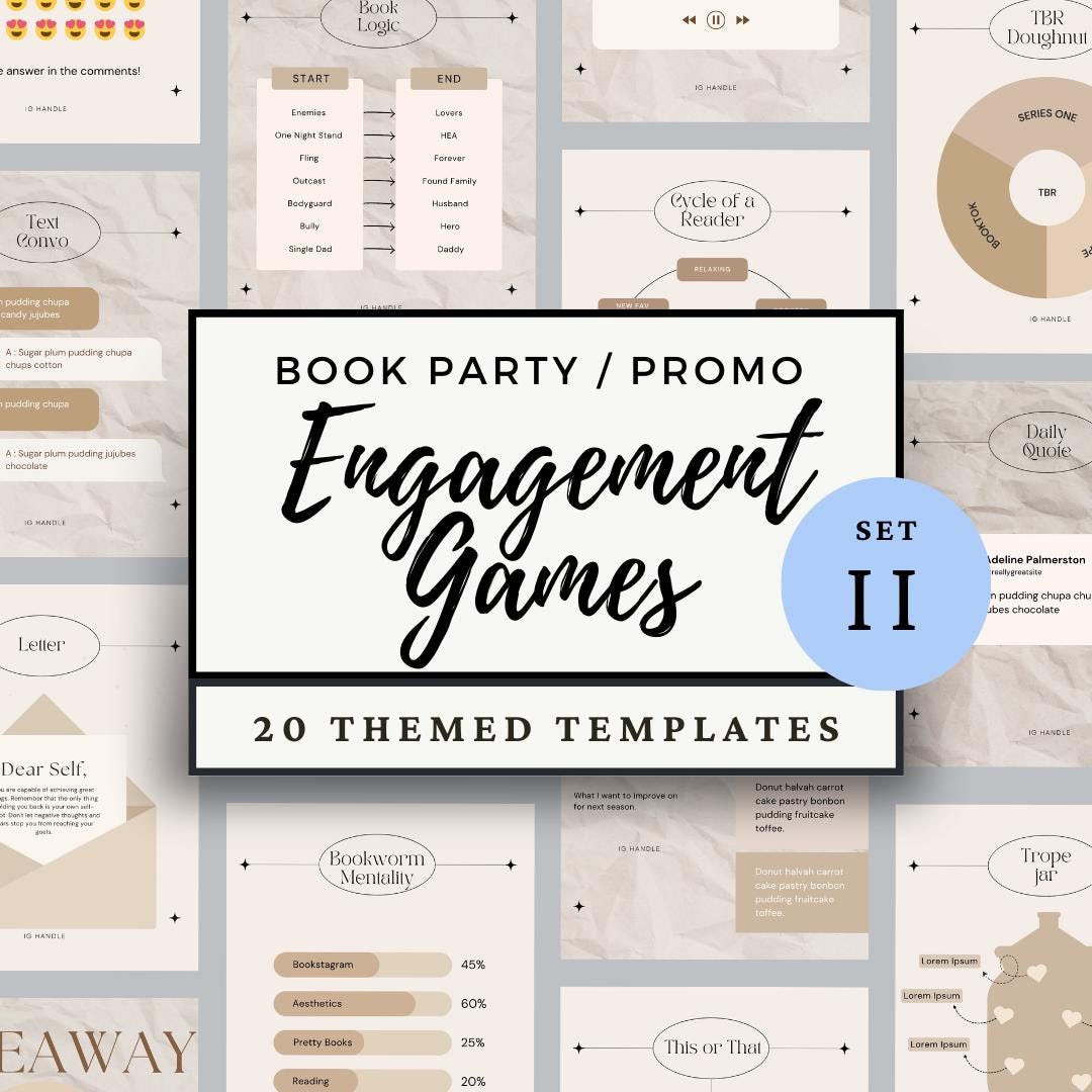 Book Engagement Games II, Printable Canva Template Bookstagram ...