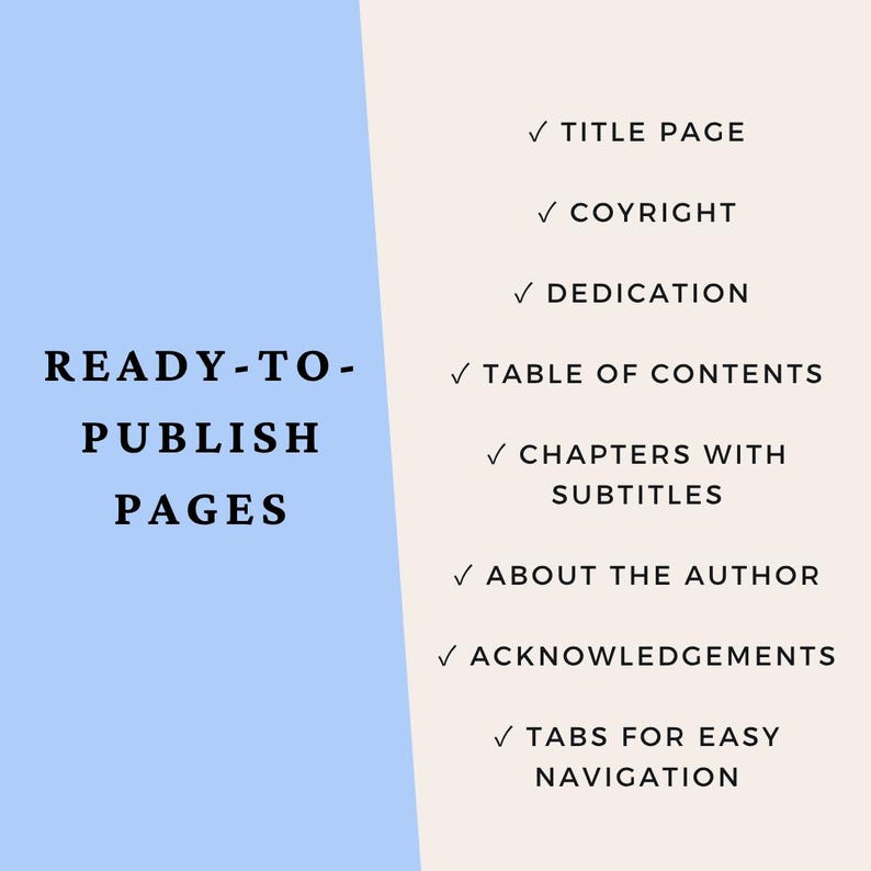 Book Formatting Template for KDP. Ebook Paperback Hardback, Fiction Self Publish Help Guide ...