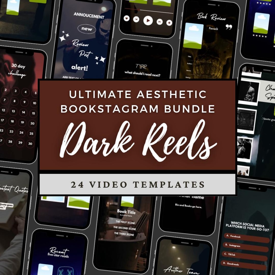 Faceless Reel Bookstagram Bundle Canva Template, Book Review Social ...