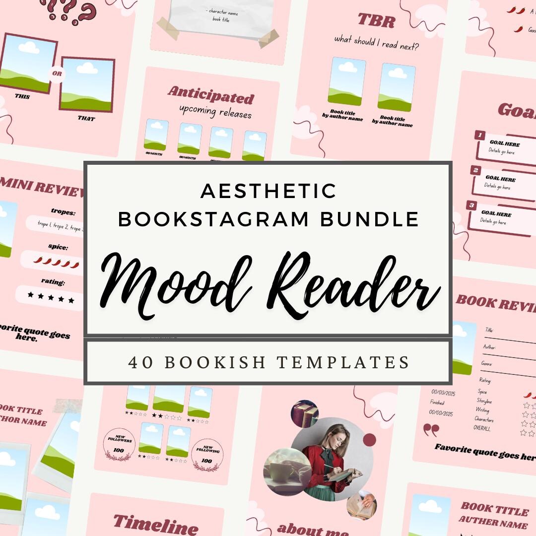 Light Pink Reader Template Bookstagram Canva Bundle, Instagram 4:5 ...