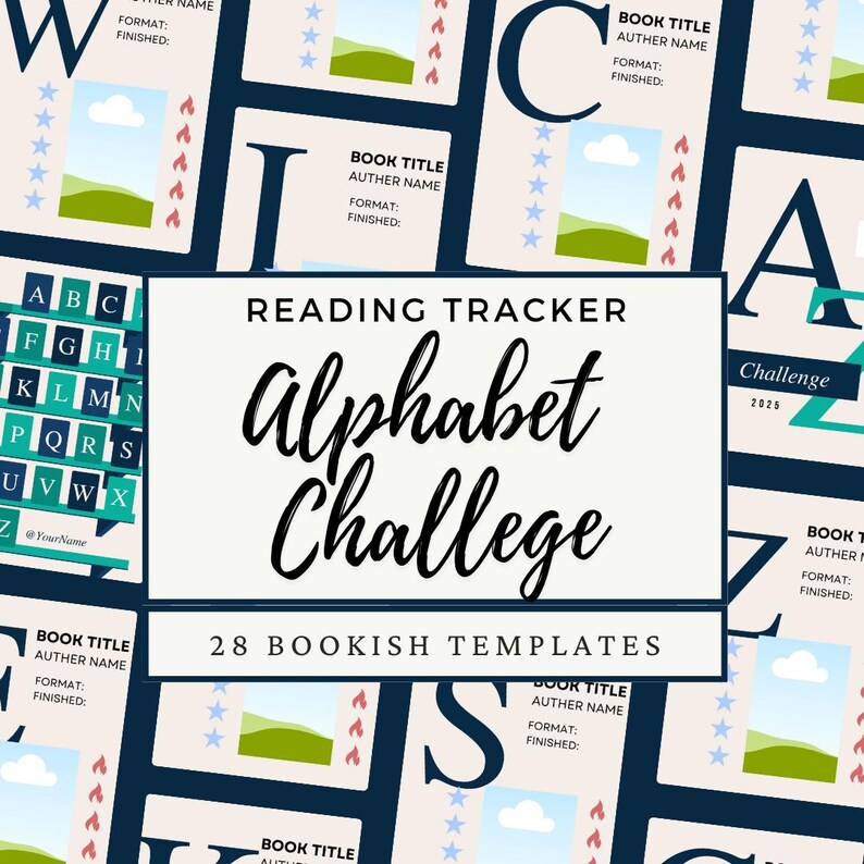 A to Z Challenge Alphabet Reading Tracker, Bookstagram Canva Template ...