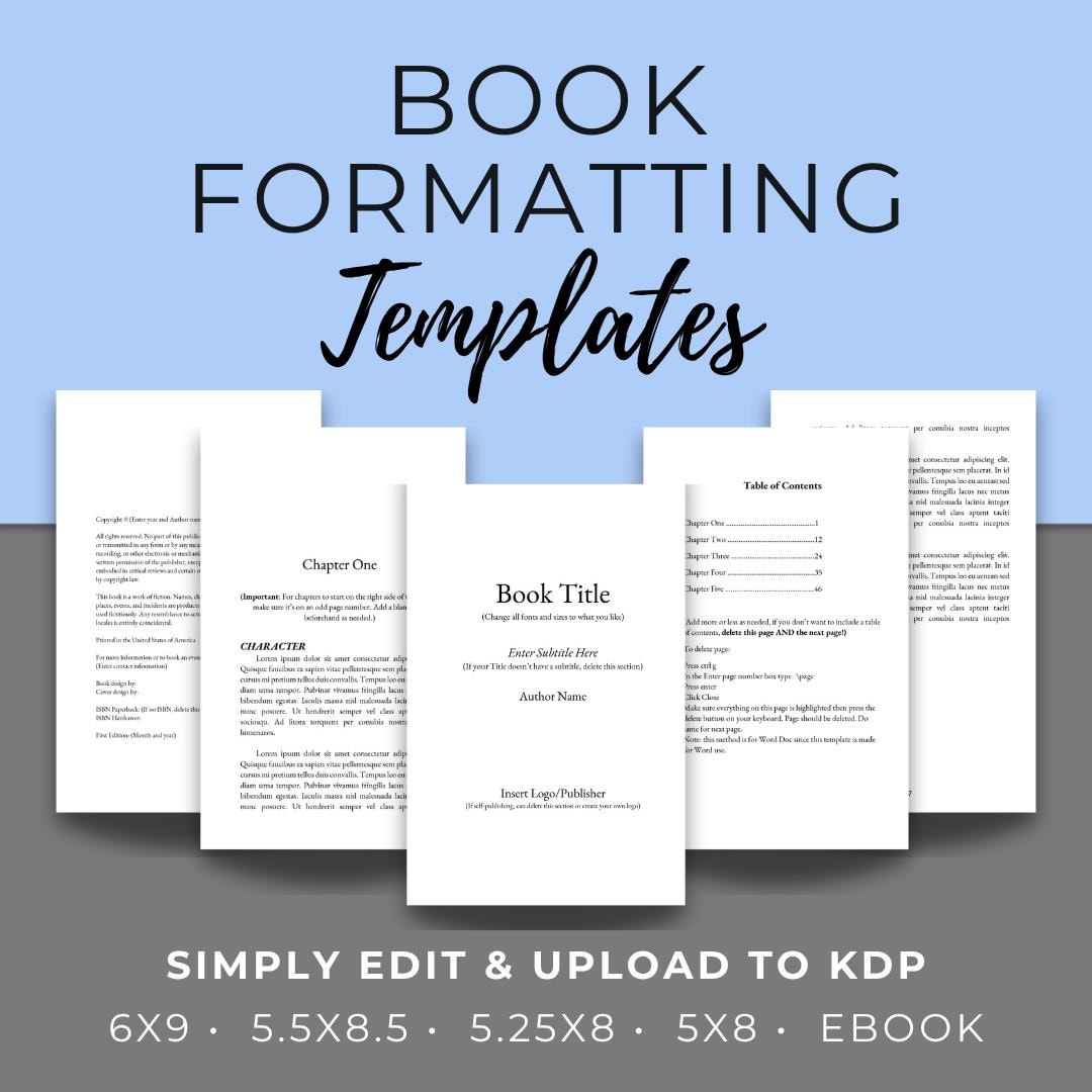 Book Formatting Template for KDP. Ebook Paperback Hardback, Fiction ...