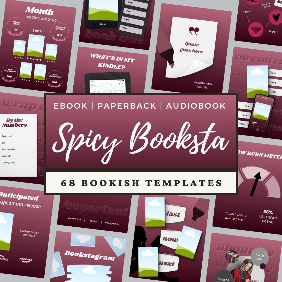 Spicy Romance Bookstagram Template Bundle, Instagram Posts Book Review ...