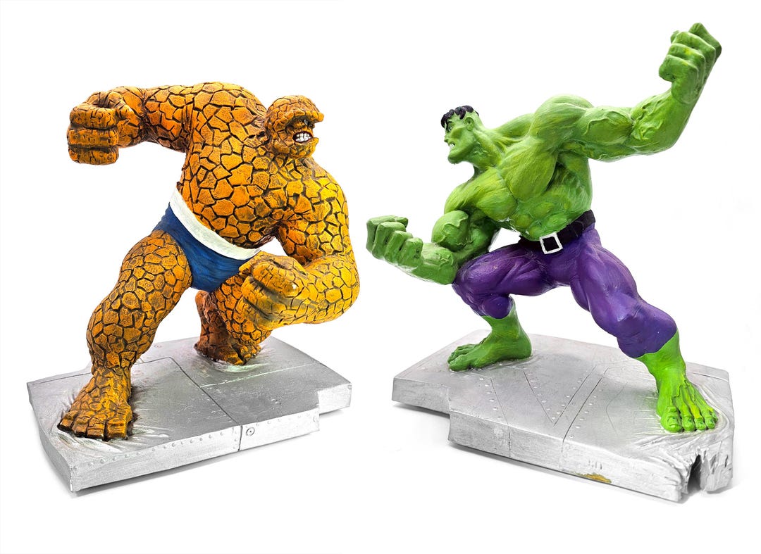 The Thing Vs Incredible Hulk Marvel Bookend Statues Randy Bowen ...
