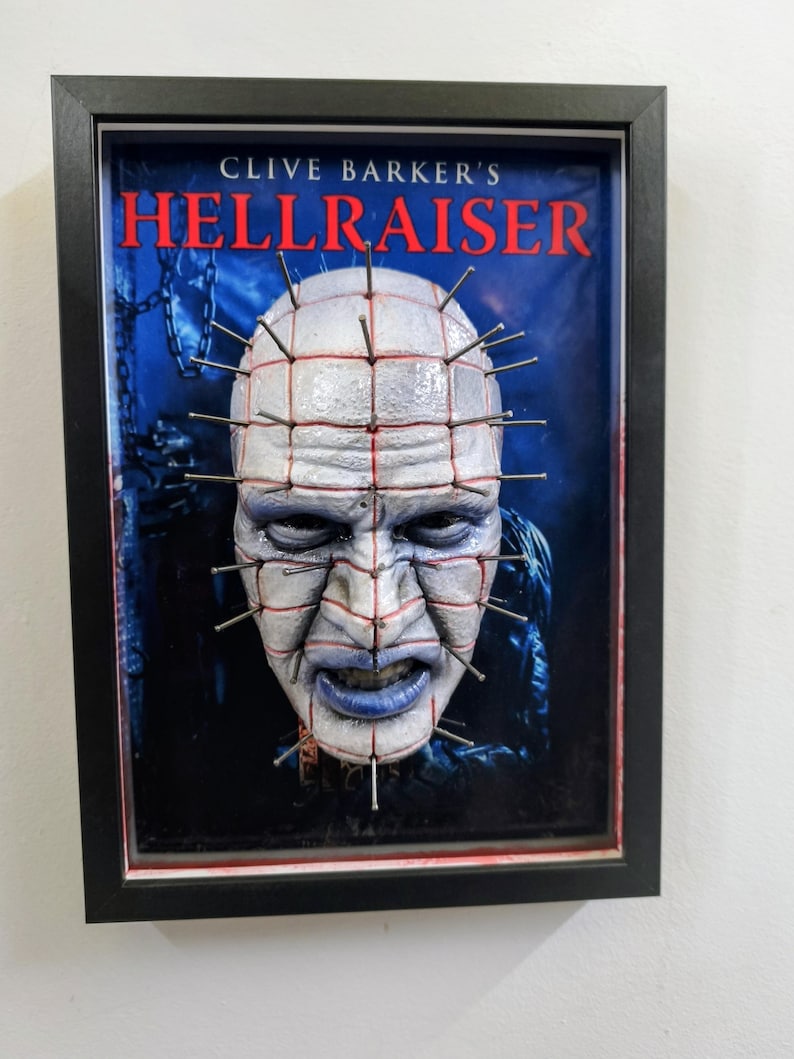 Pinhead 3D Horror Wall Art With Real Nails Hellraiser Hand Painted Wall ...