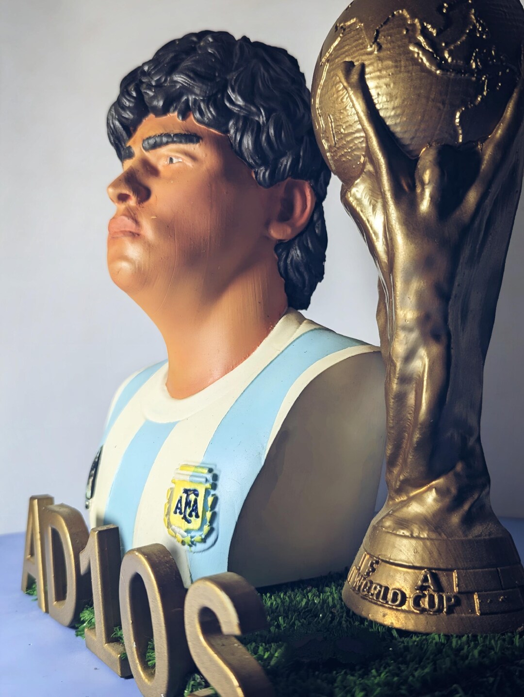 AD10S | 3D Statue Maradona With World Cup | Hand Painted Half Bust ...
