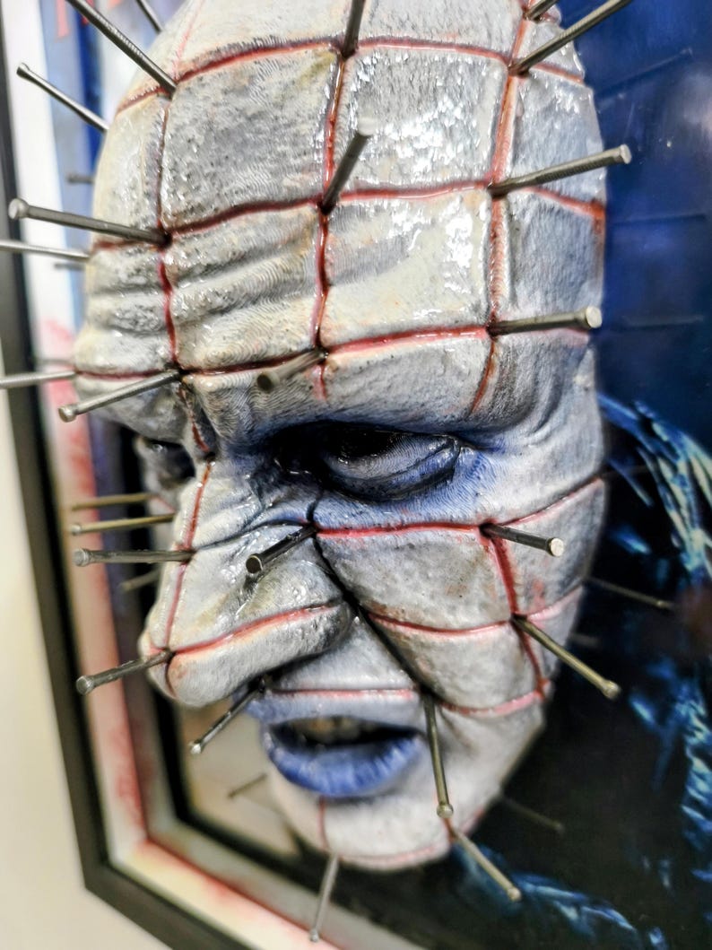 Pinhead 3D Horror Wall Art With Real Nails Hellraiser Hand Painted Wall ...