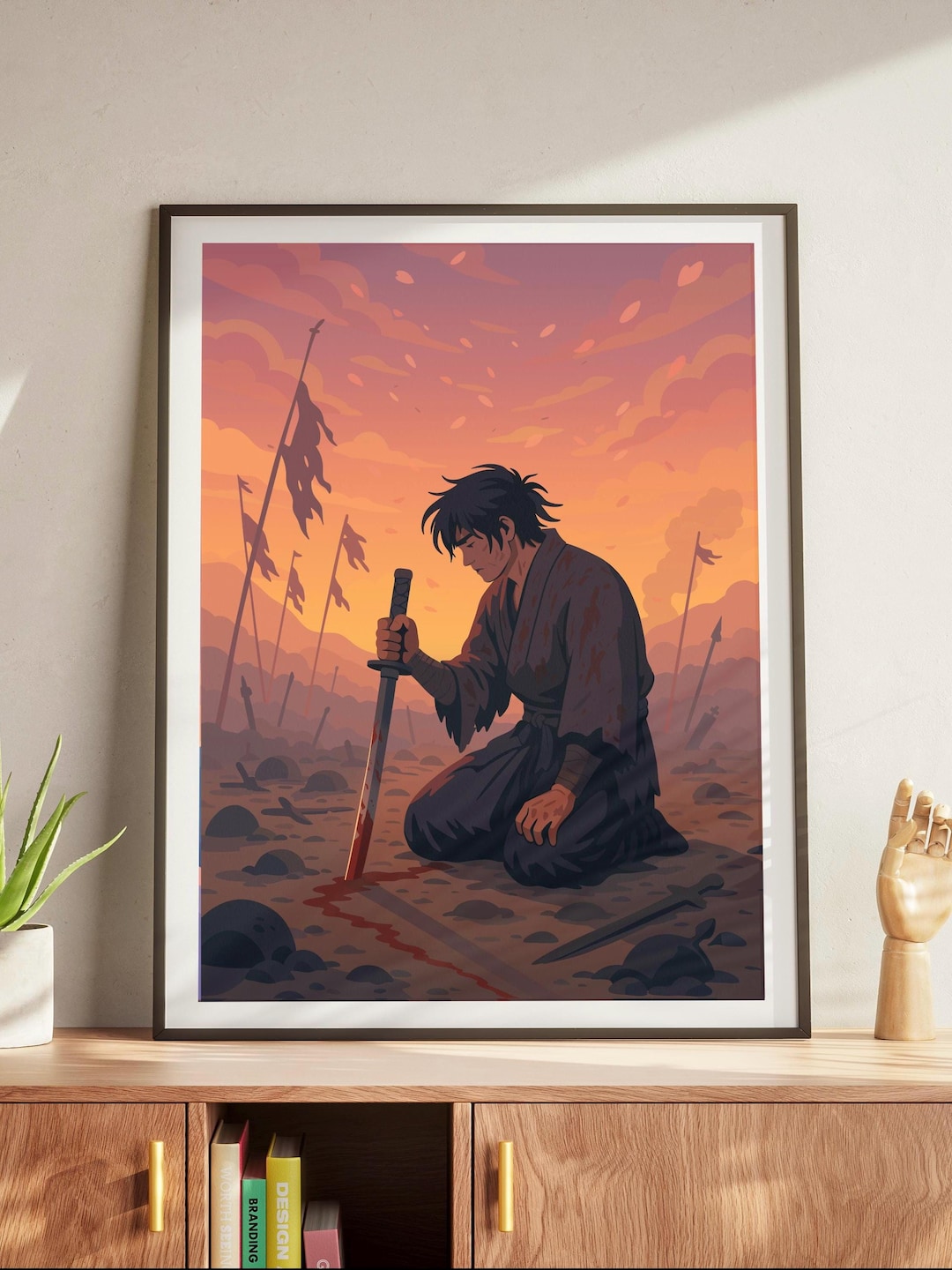 Samurai Anime Poster – Japanese Warrior Art for Otaku Room Decor Manga ...
