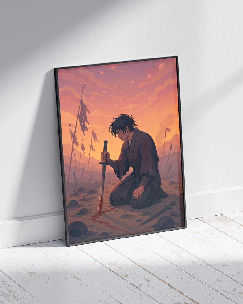 Samurai Anime Poster – Japanese Warrior Art for Otaku Room Decor Manga ...
