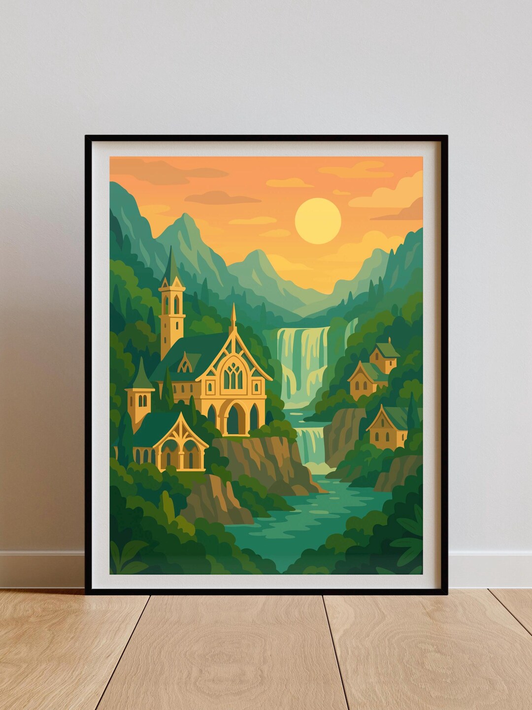 Elven Art Print – Castle Wall Art, Landscape Poster, Mystical Fairy ...