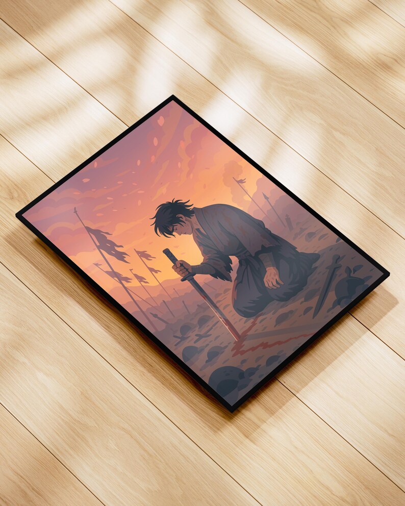 Samurai Anime Poster – Japanese Video Gamer Art for Otaku Room Decor ...