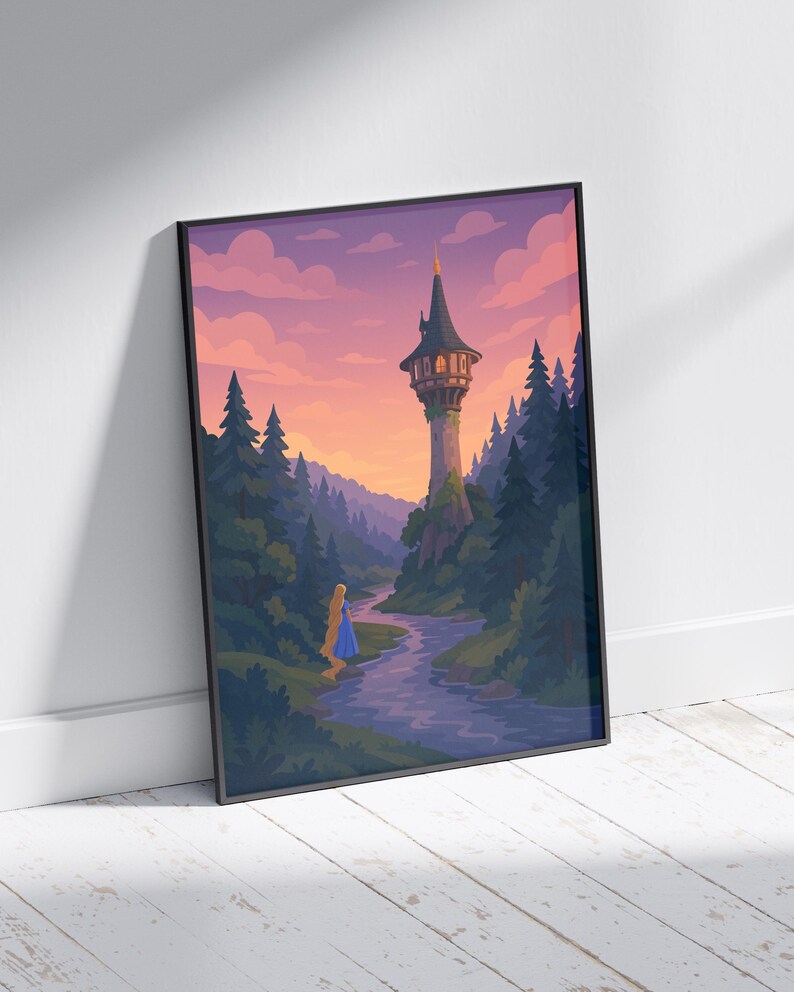 Rapunzel Poster – Fairytale Tower Wall Art, Printable Princess Scene - Etsy