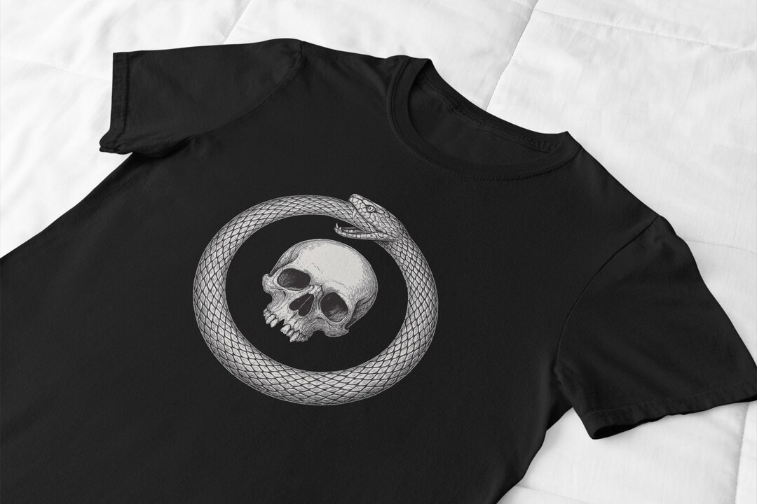 Ouroboros Skull T-shirt, Gothic Serpent Circle Tee, Unisex - Etsy