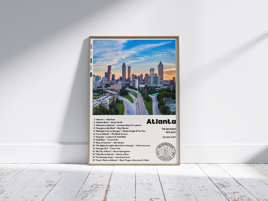 Atlanta City Album Poster, Digital Download, Songs of the City, Iconic ...