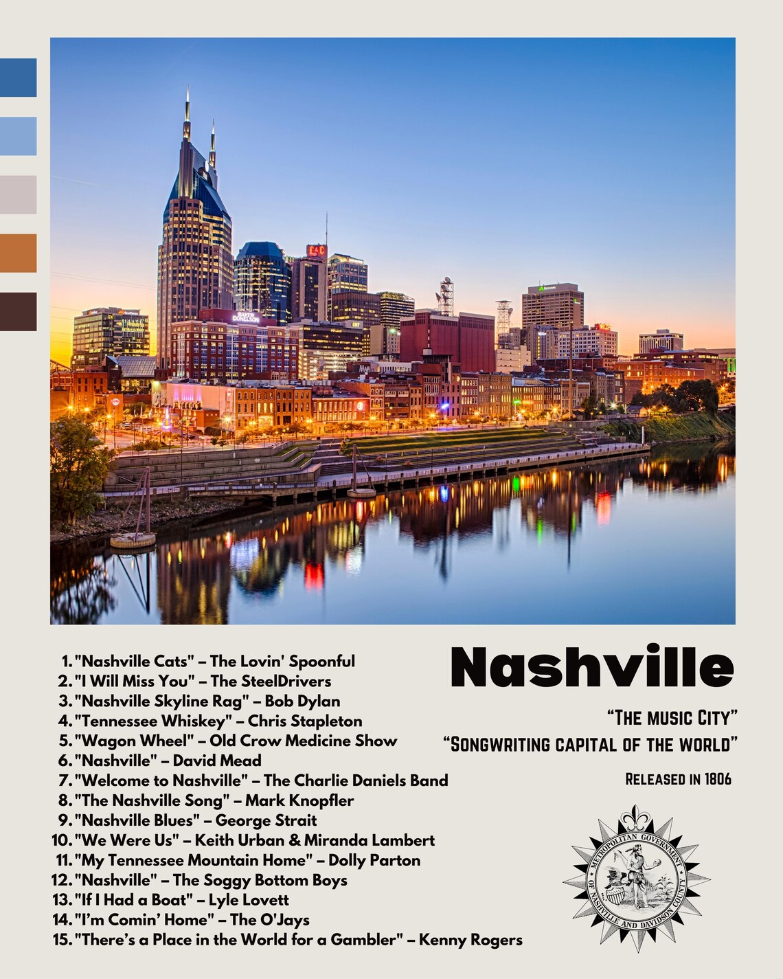 Nashville Album Art Print, City Skyline Poster (digital Download) - Etsy