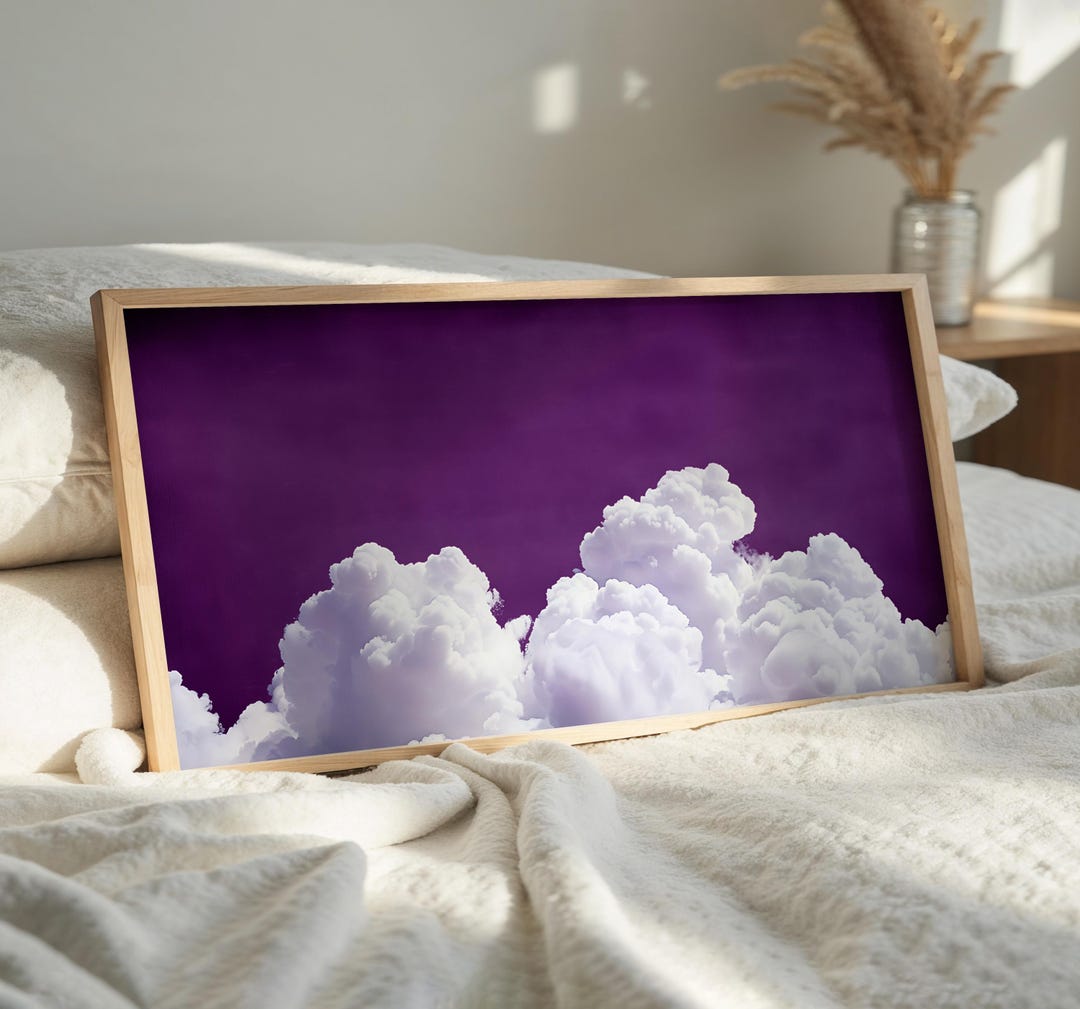 Vibrant Purple Cloud Art Print, Moody Sky Art Print, Deep Purple Wall Art, Bedroom Art ...