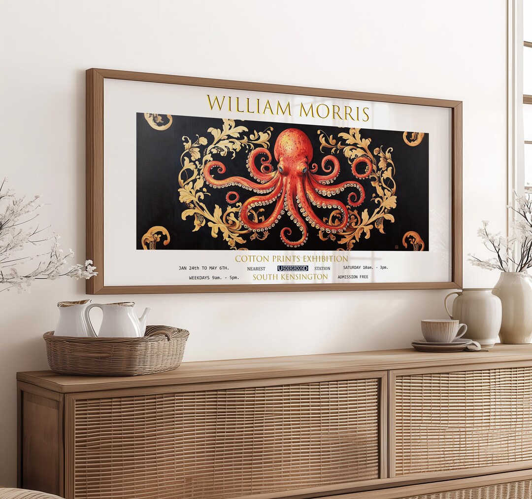 William Morris Octopus Art Print: Vintage Exhibition Poster - Etsy