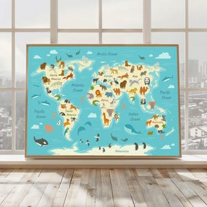Animal World Map for Kids – Cute Illustrated Educational Poster - Etsy