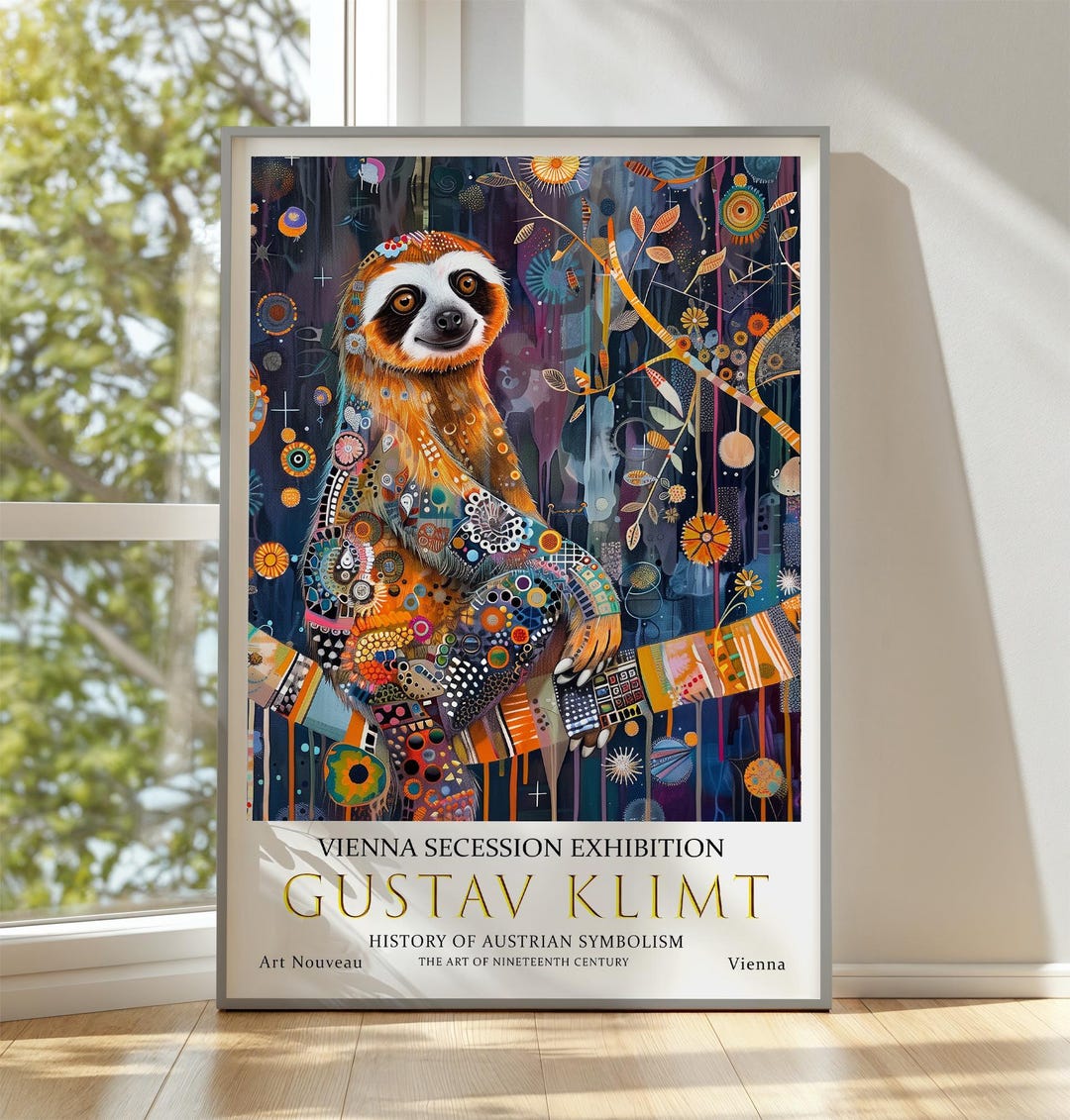 Gustav Klimt Sloth Print, Gustav Klimt Exhibition Poster, Gustav Klimt ...