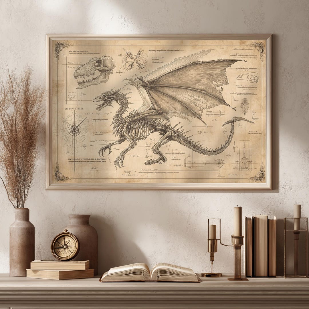Dragon Skeleton Print: Vintage Anatomy Illustration, Fantasy Art - Etsy