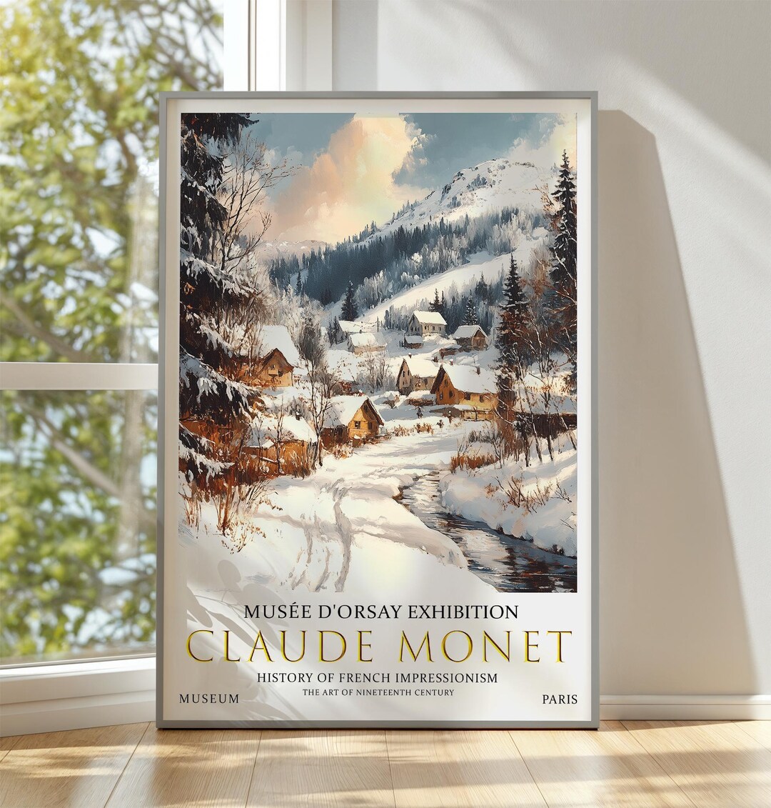 Claude Monet Winter Village Print, Claude Monet Exhibition Poster ...