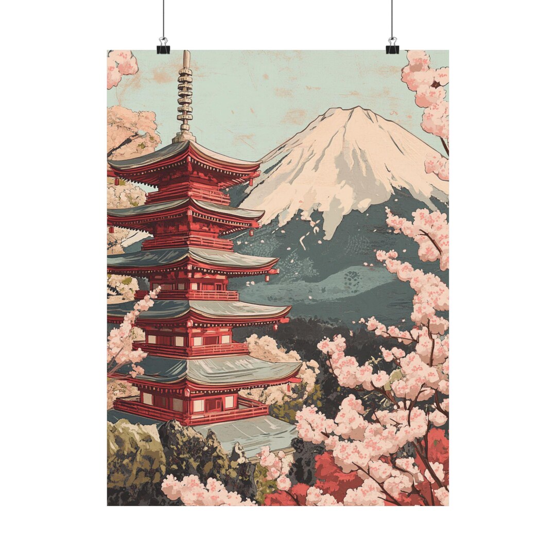 Japanese Style Poster,cherry Blossom Poster,mount Fuji Poster,popular ...