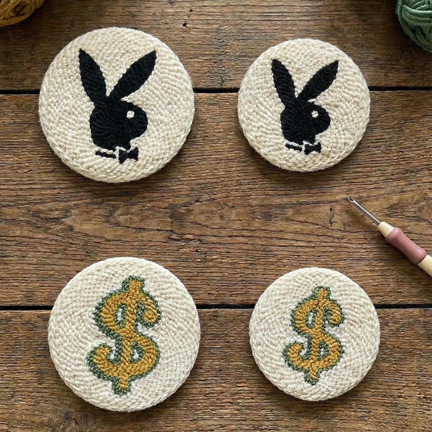 DIY Car Coaster Template, Punch Needle Pattern, Auto Cup Holder Insert ...