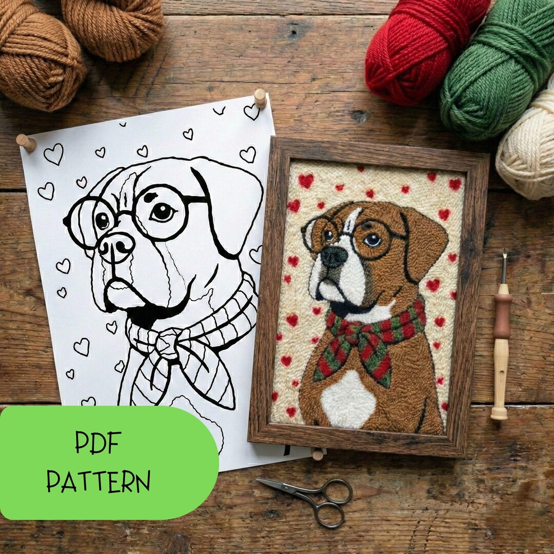 Boxer Dog Punch Needle Pattern, DIY Wall Art, PDF Coaster Template - Etsy