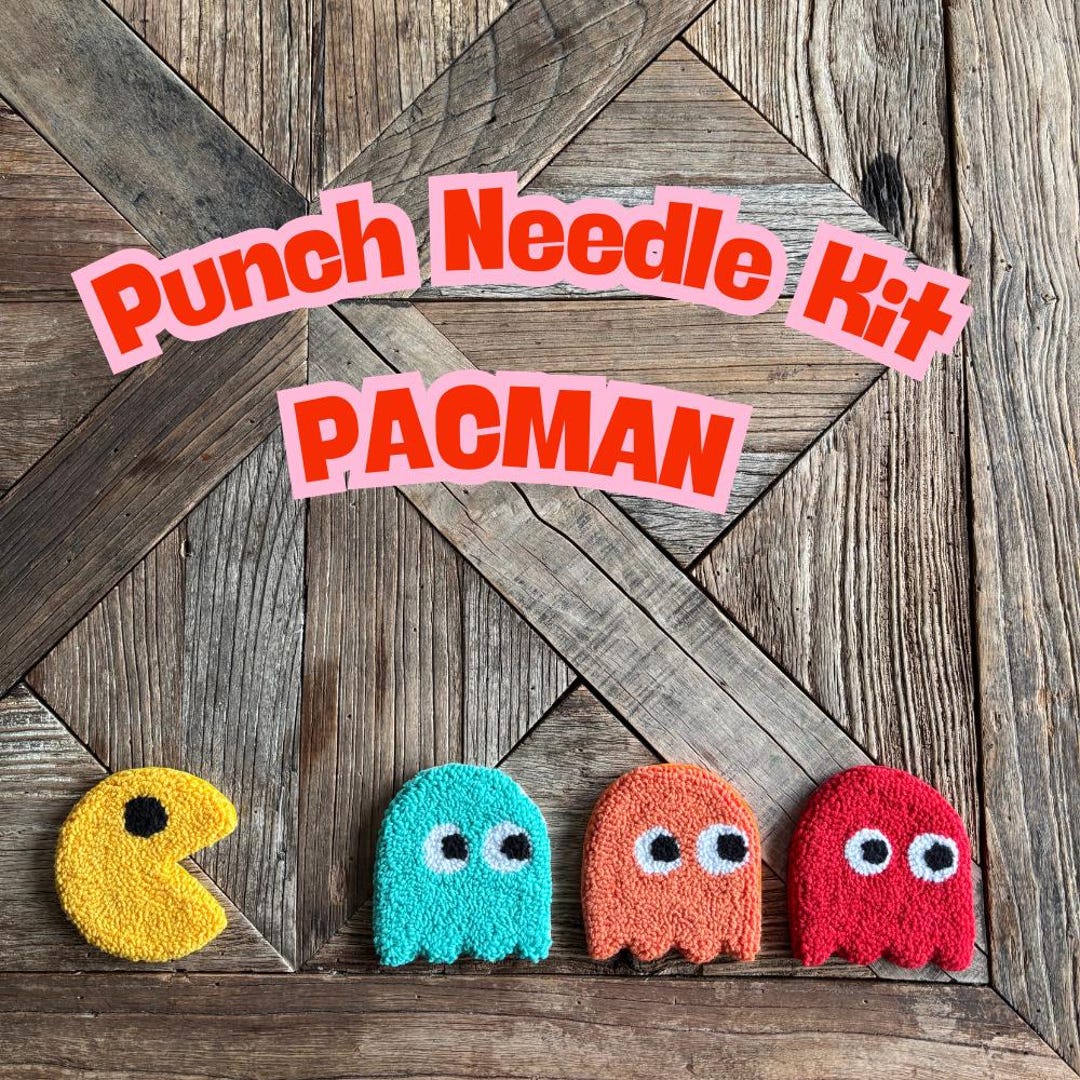 DIY Pacman Punch Needle Kit, Set of Coaster Kit, Handmade Punch Needle ...