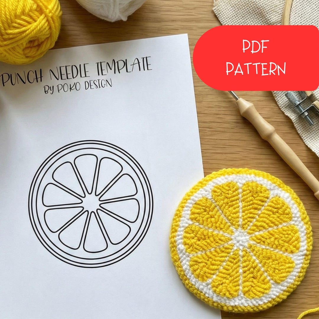 DIY Lemon Punch Needle Pattern, Citrus Fruit Coaster PDF, Summer Vibes ...