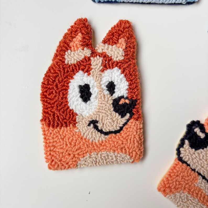 Bluey Punch Needle Coaster, Bingo Cartoon Character Drink Mug Rug, Kids ...