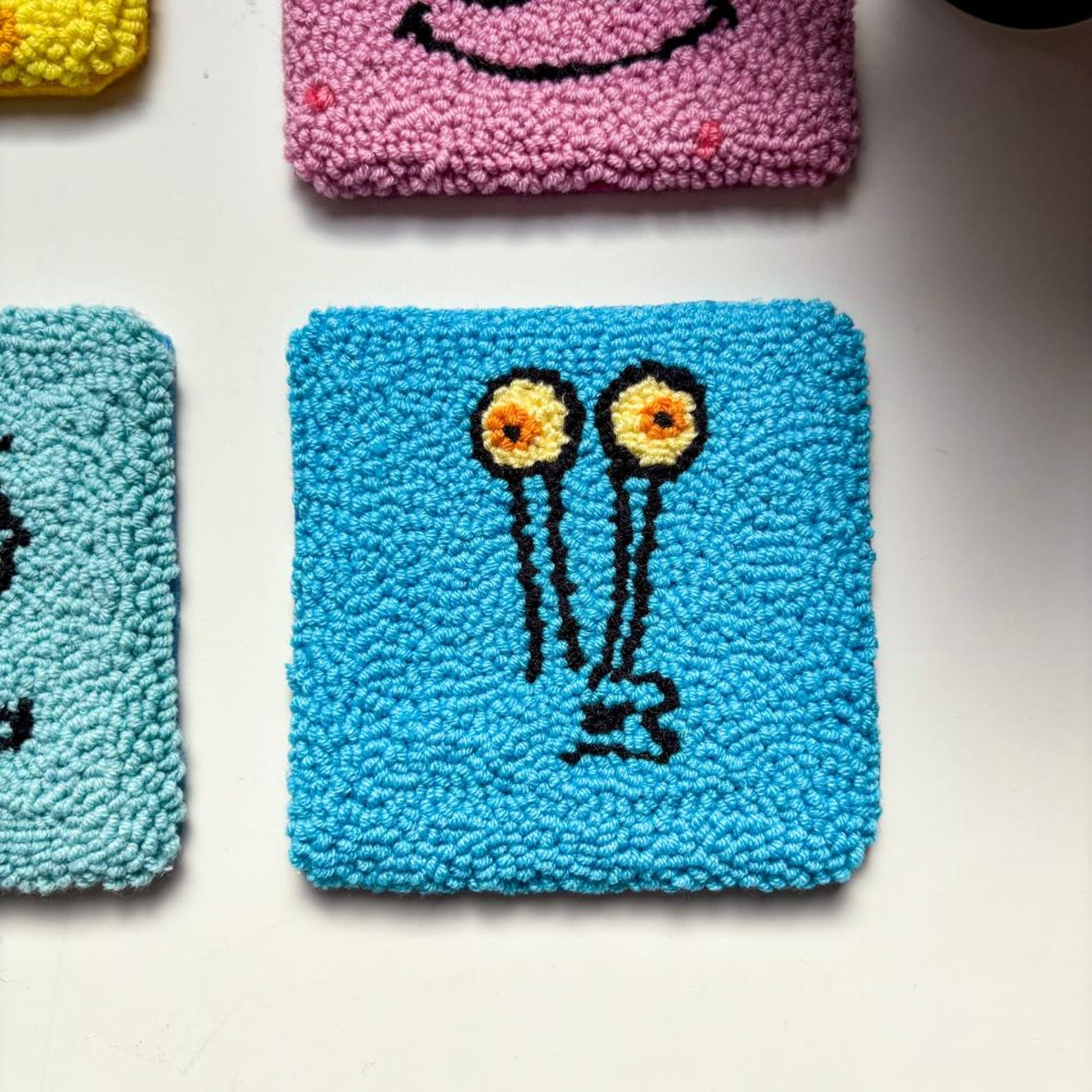Cartoon Sponge Punch Needle Coaster, Cartoon Mug Mats, Housewarming ...