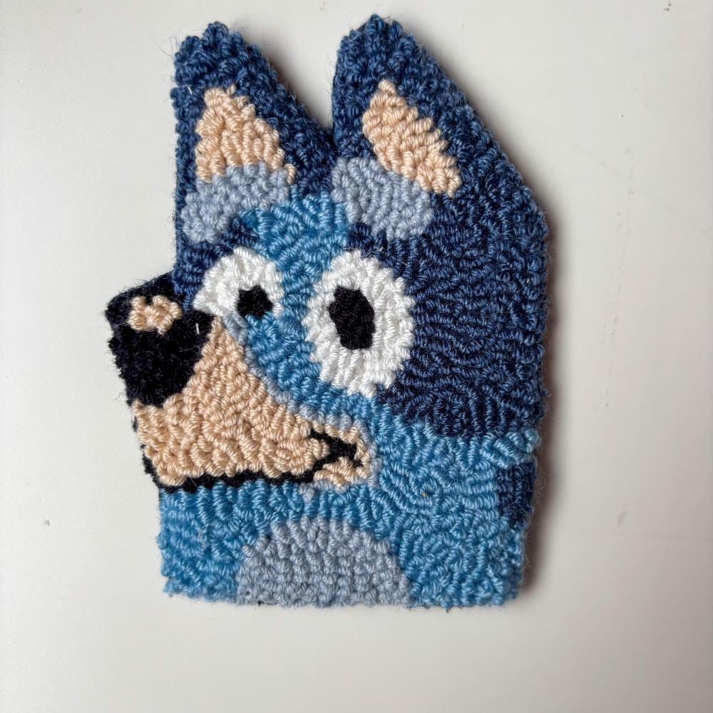 Bluey Punch Needle Coaster, Bingo Cartoon Character Drink Mug Rug, Kids ...