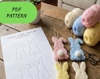 Easter Punch Needle Pattern, Carrot Decor, Bunny Rabbit Tree Ornament ...