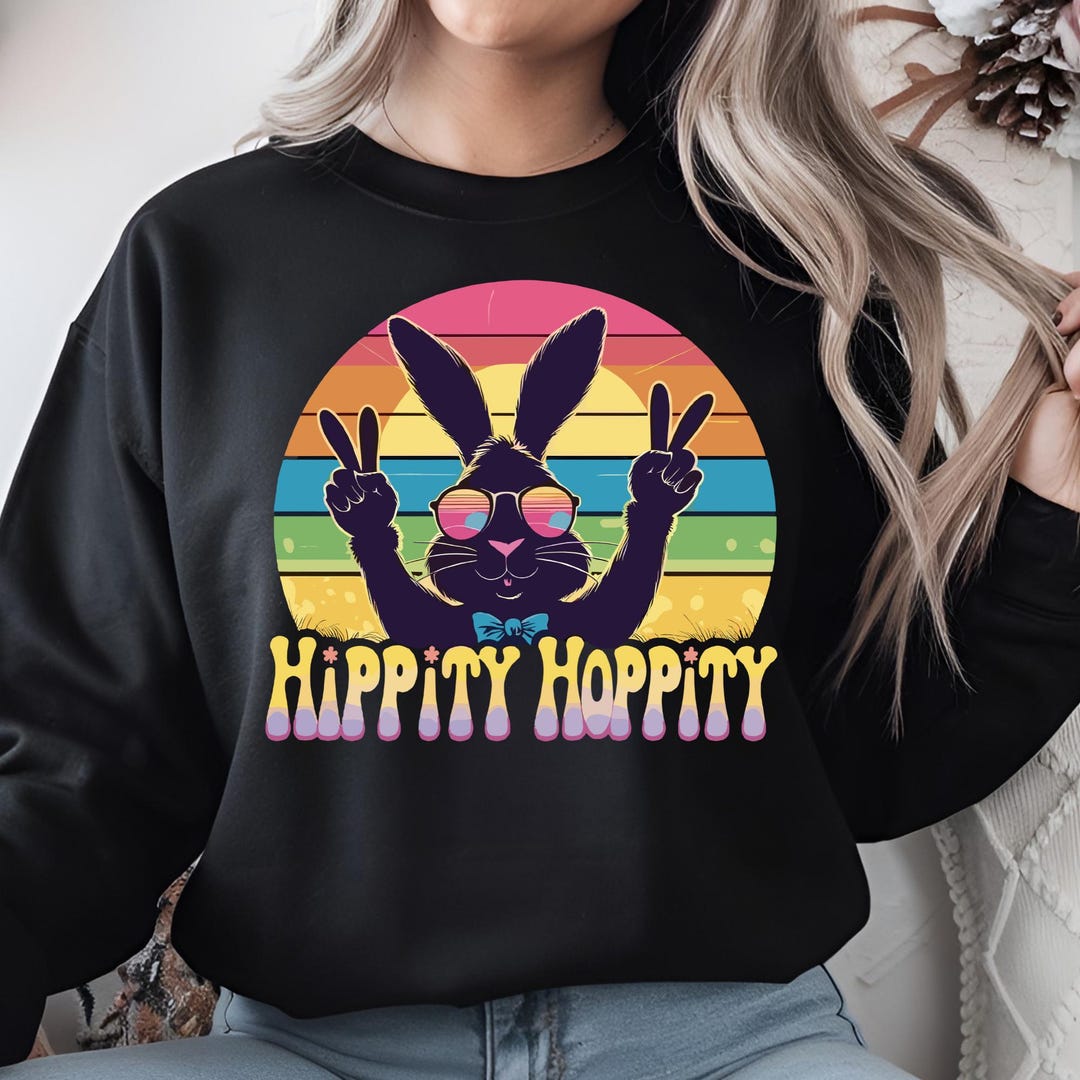 Hippity Hoppity PNG & SVG | Retro Easter Bunny Design | Peace Sign ...