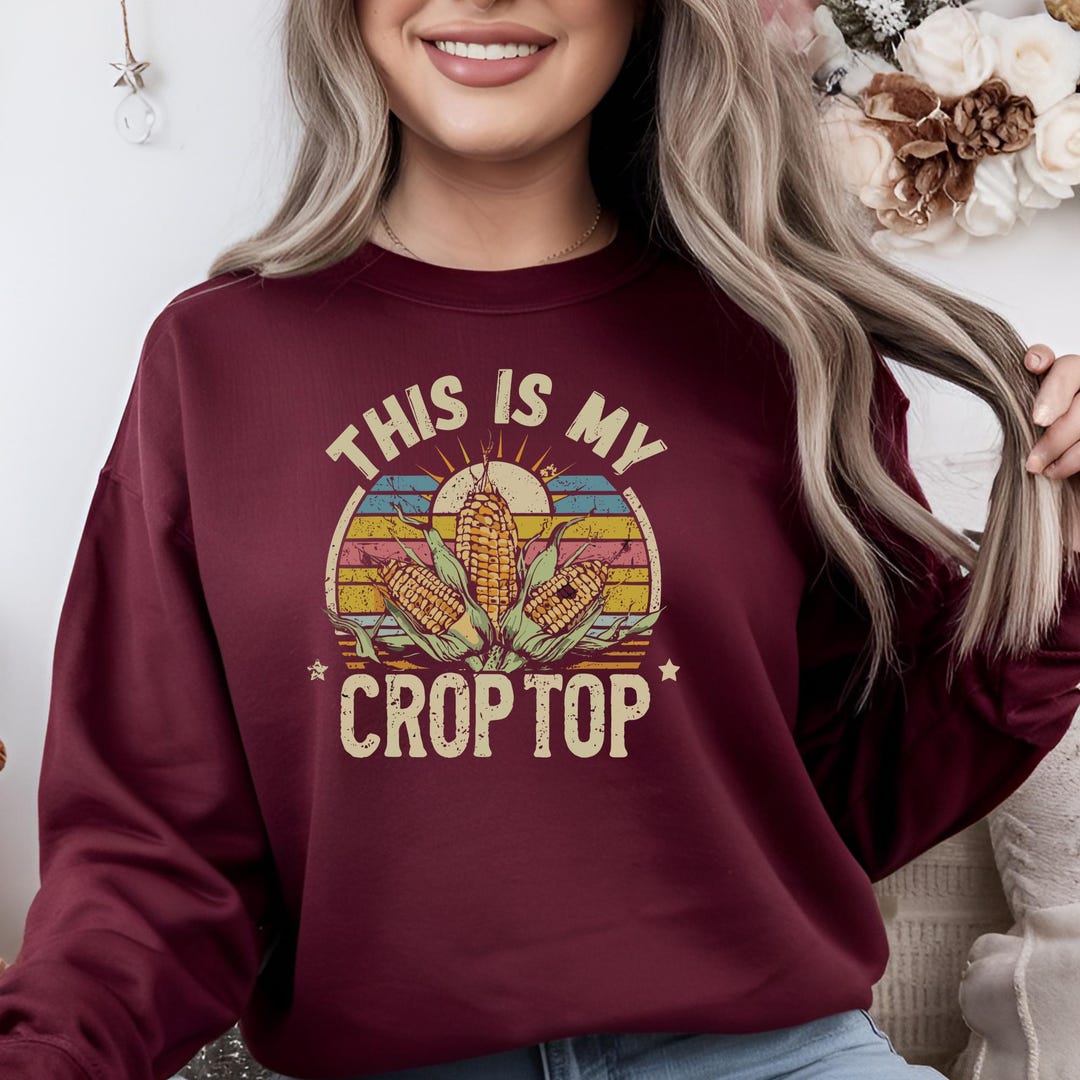 Funny Corn Crop Top SVG PNG | Retro Farm Shirt Design | Country Pun ...