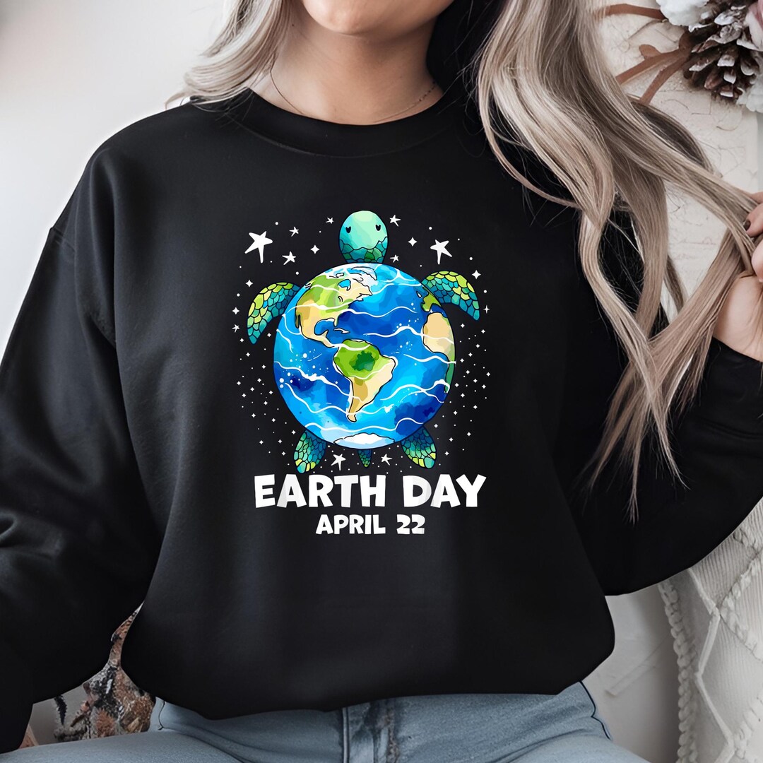 Earth Day Turtle Graphic | Cute Sea Turtle With Earth Design | April 22 ...