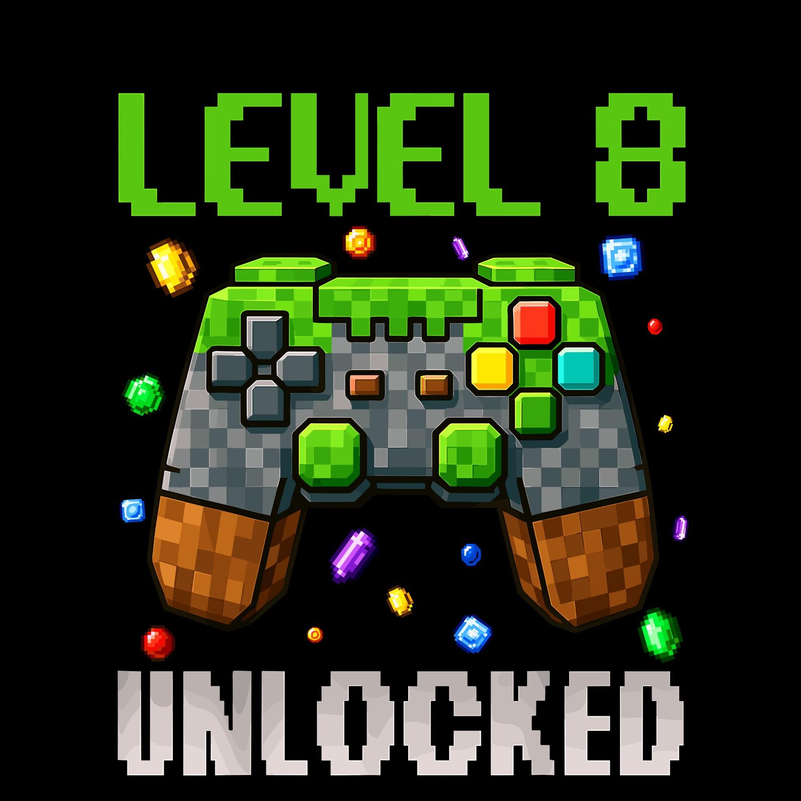 Pixel Game Controller PNG | Level 8 Gaming Design | Minecraft Style Art ...