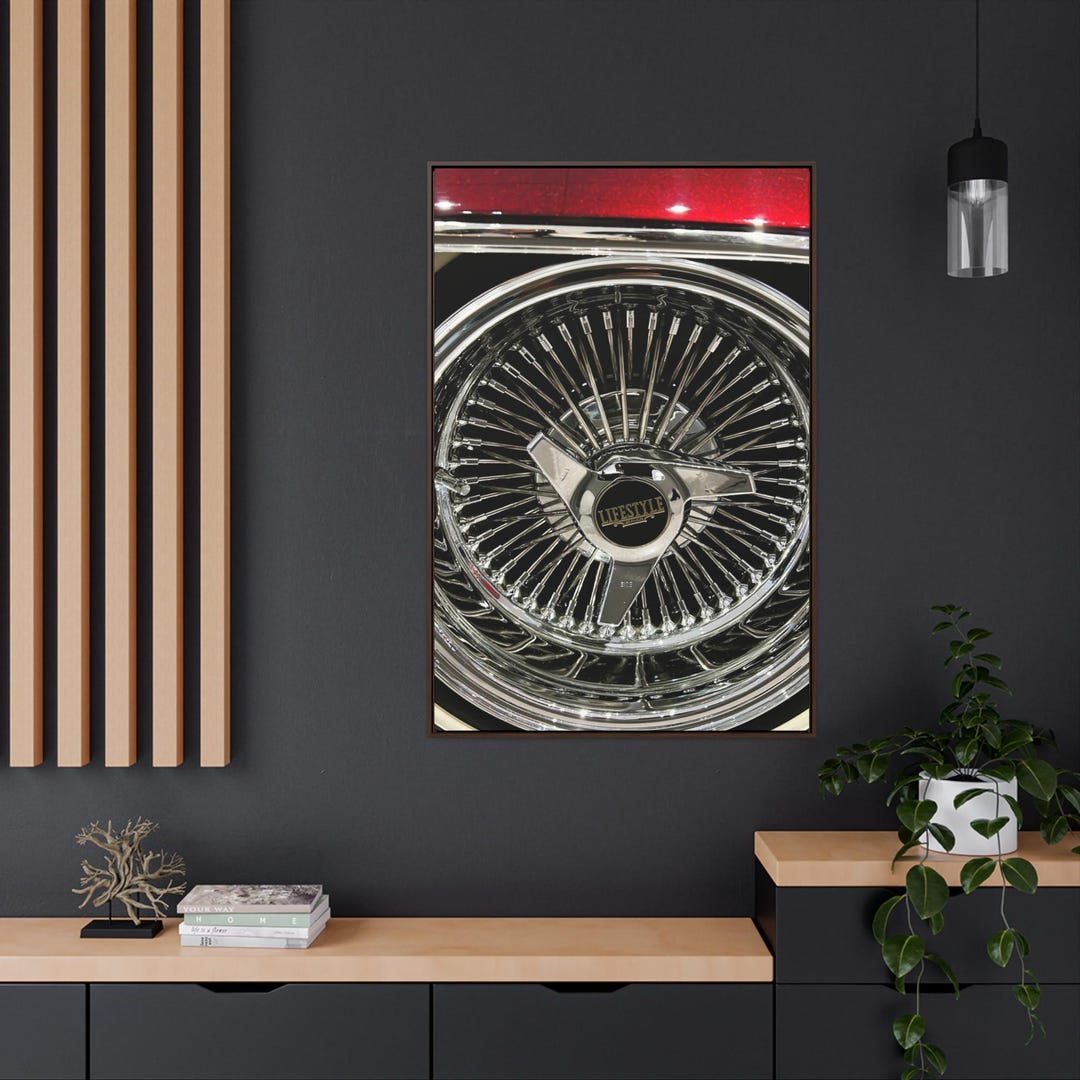 Vertical Frame Canvas Wrap, Lifestyle Car Wheel Art Print, Wall Decor ...