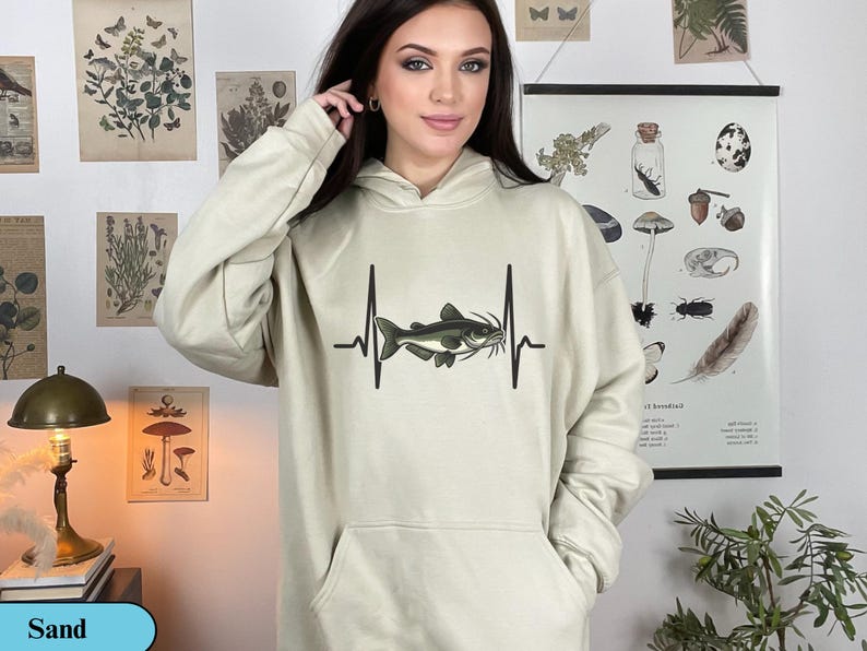 Catfish Heartbeat Fishing Shirt, Funny Angler Catfish Lover Sweatshirt ...