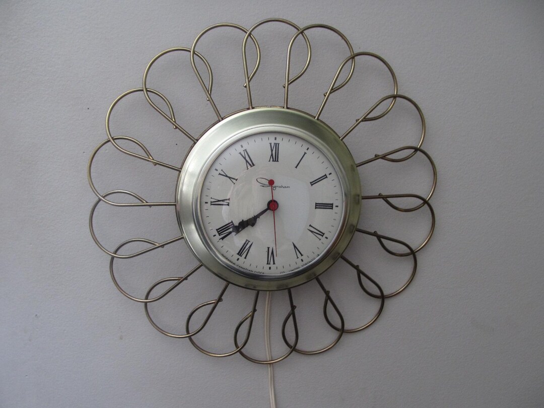 Mid-century Ingraham Brass Electric Wall Clock - Etsy
